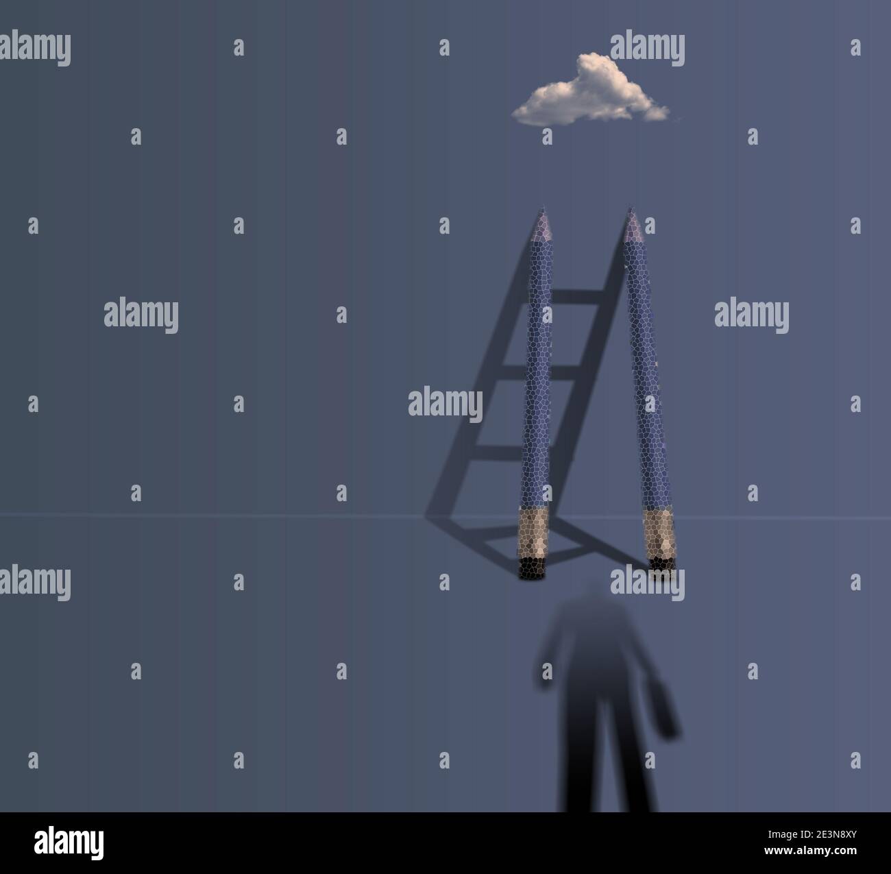 business man' shadow climbing ladder to success Stock Photo - Alamy