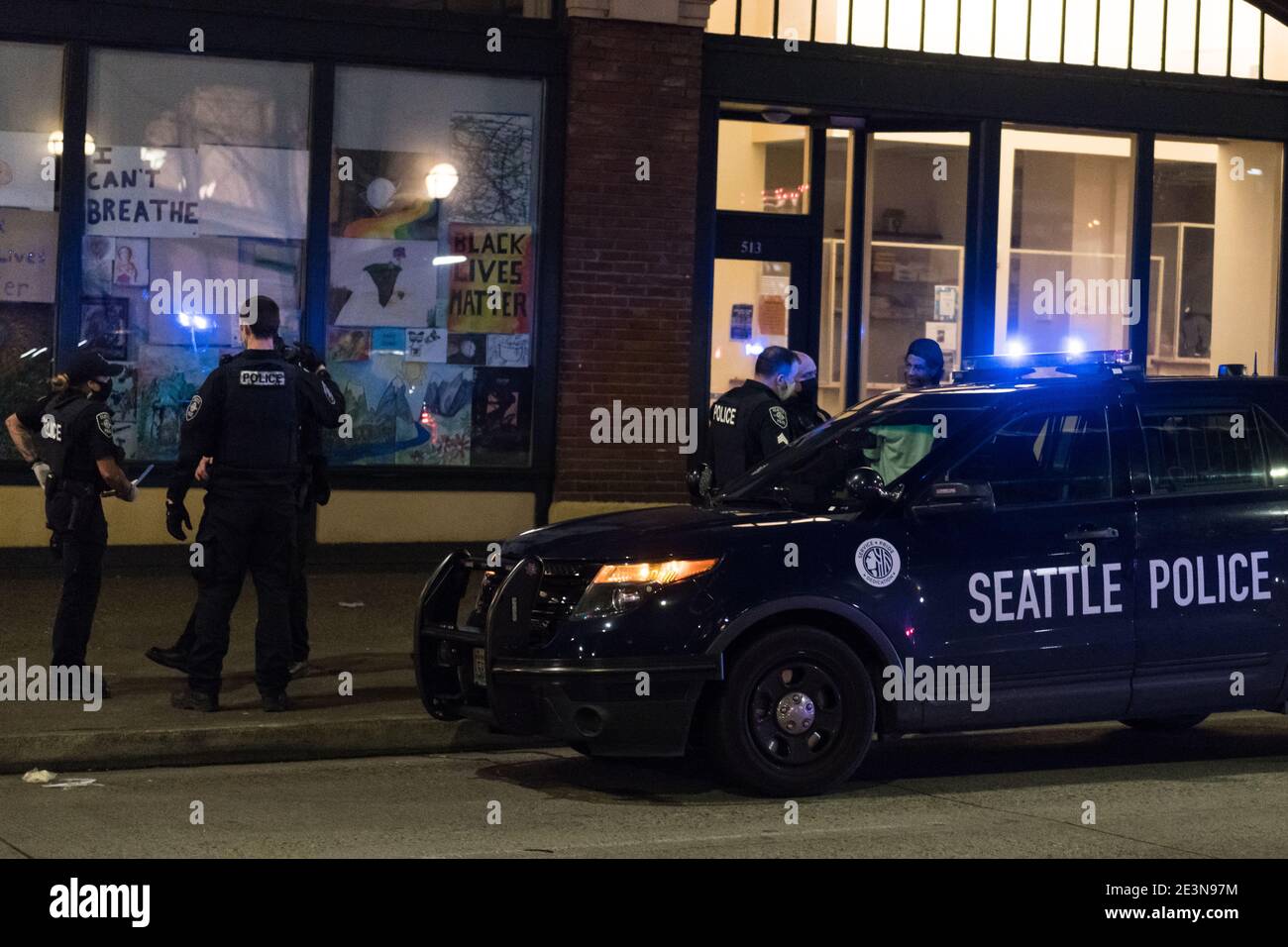 Seattle, USA. 19th Jan, 2021. Late in the night the alleged suspect ...