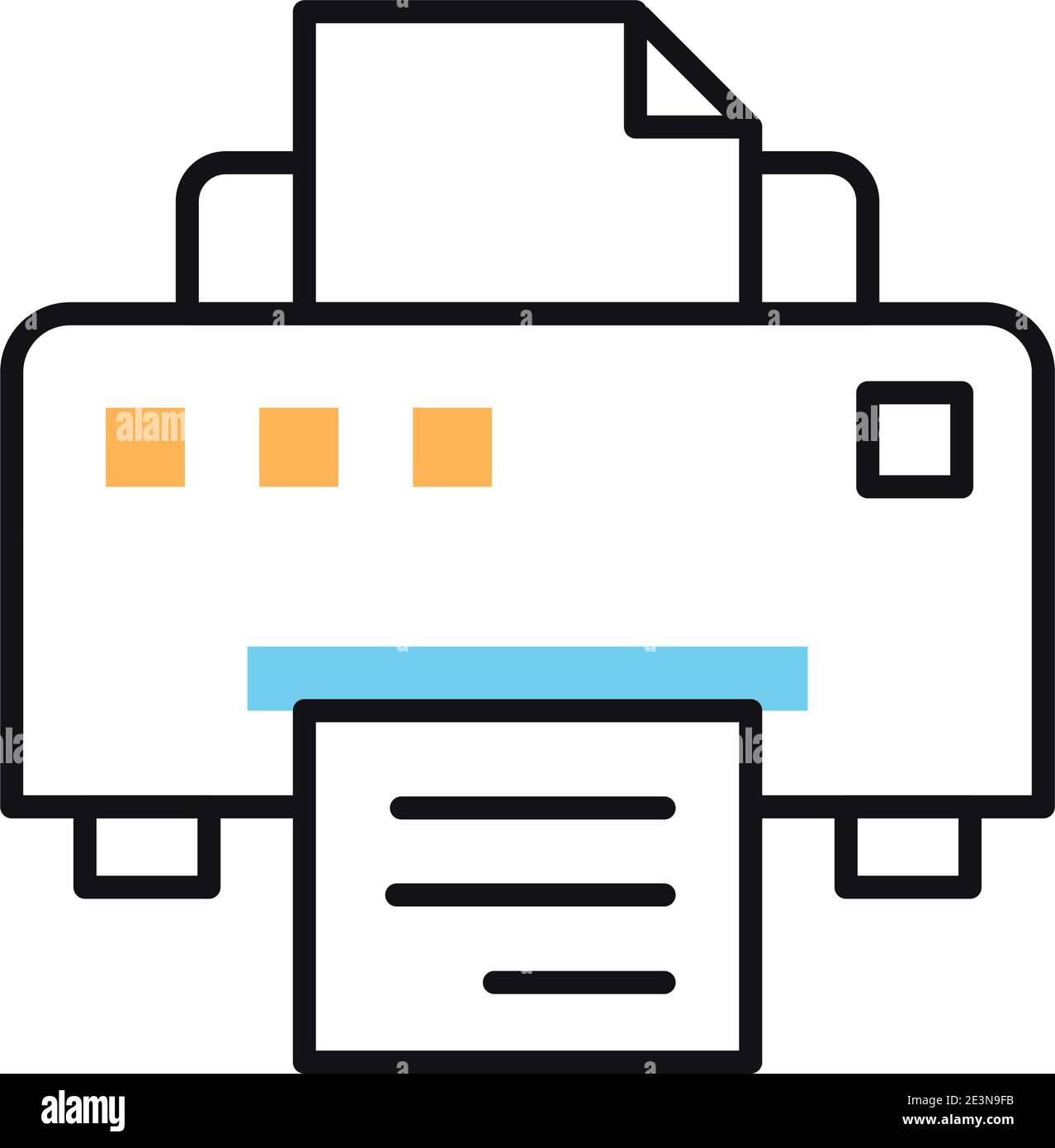 printer machine hardware line and fill style vector illustration design ...