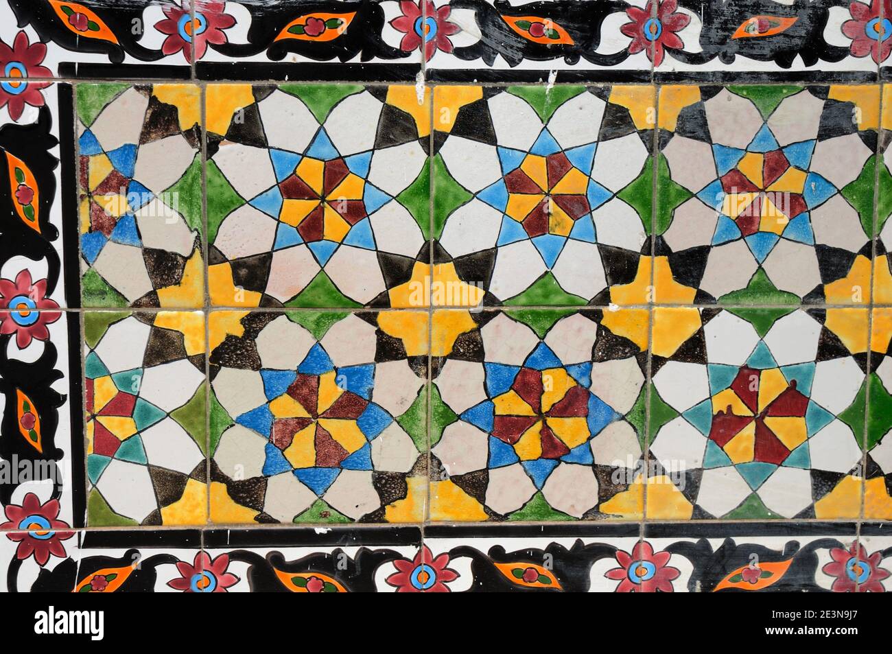 A medieval tile sample. An example of Iranian tile art. Geometric ...