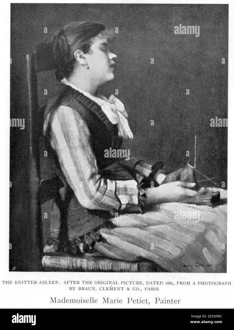 Marie Petiet - The Knitter Asleep - 1881 Stock Photo - Alamy