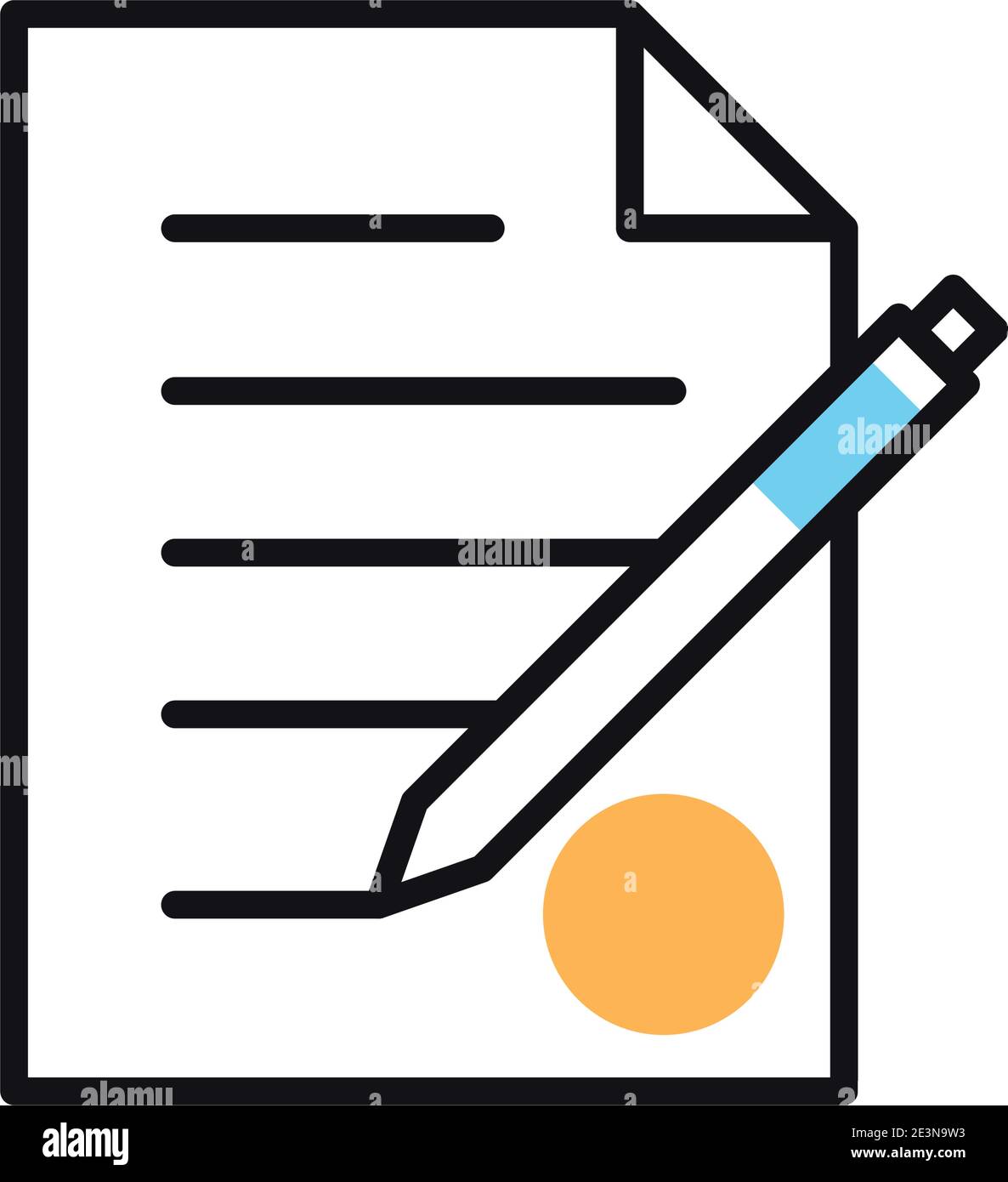 paper document with pen line and fill style icon vector illustration ...