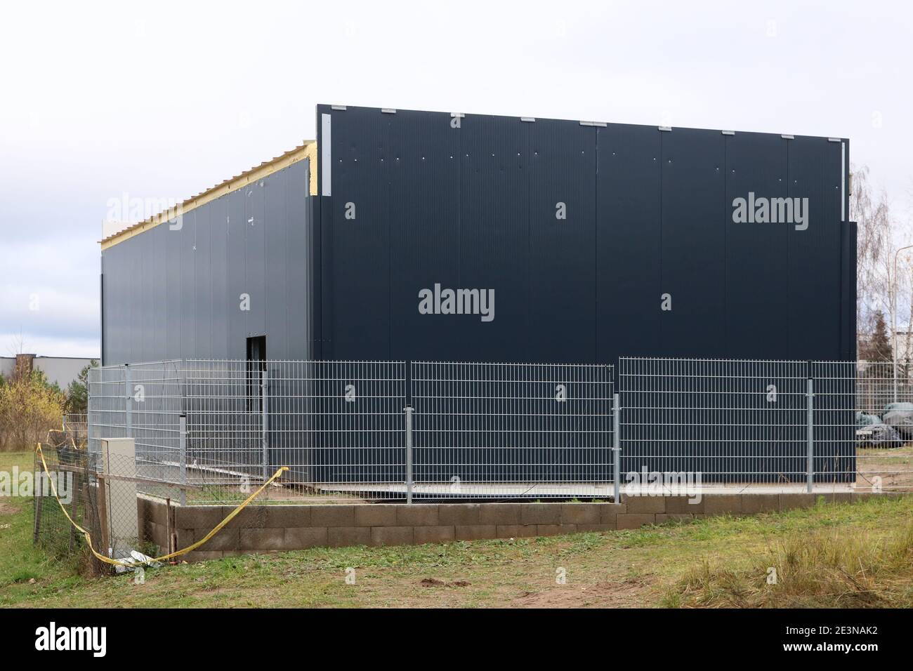 Unfinished blue metal frame for a small rural shop Stock Photo - Alamy
