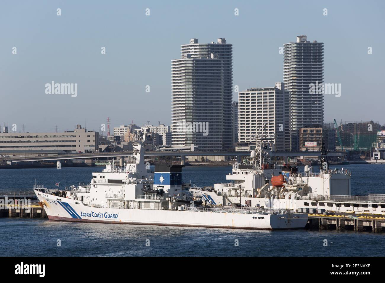 Japanese coast guard ship in Yokohama harbour on 19, January 2021 Stock ...