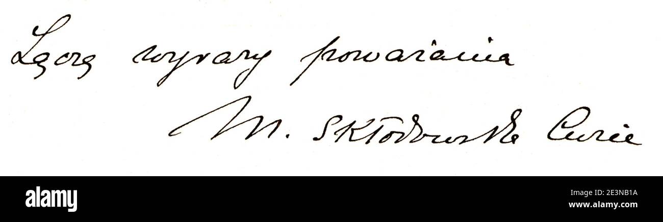 Marie Curie Signature Polish Stock Photo - Alamy