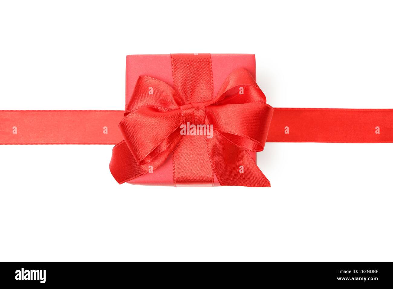 Gift box with red bow isolated on white background Stock Photo - Alamy