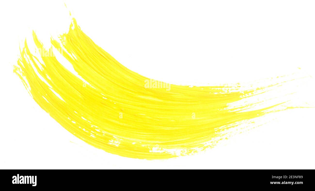 Yellow brush stroke isolated on white background Stock Photo - Alamy
