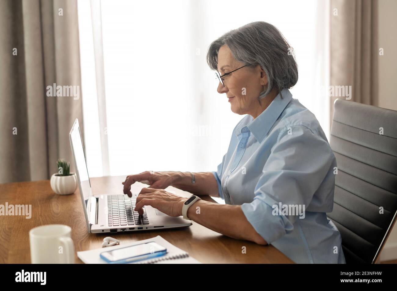 Elderly old lady typing text hi-res stock photography and images - Alamy