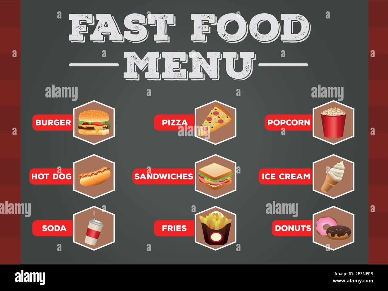 delicious fast food bundle menu with lettering template vector ...