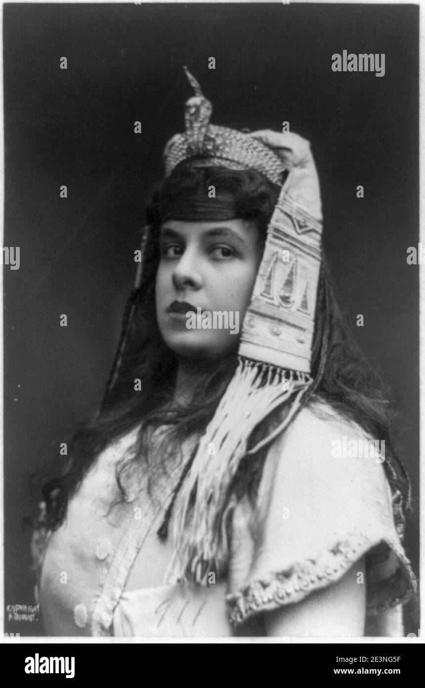 Maria Gay, head-and-shoulders portrait, facing left, as Aida in costume ...