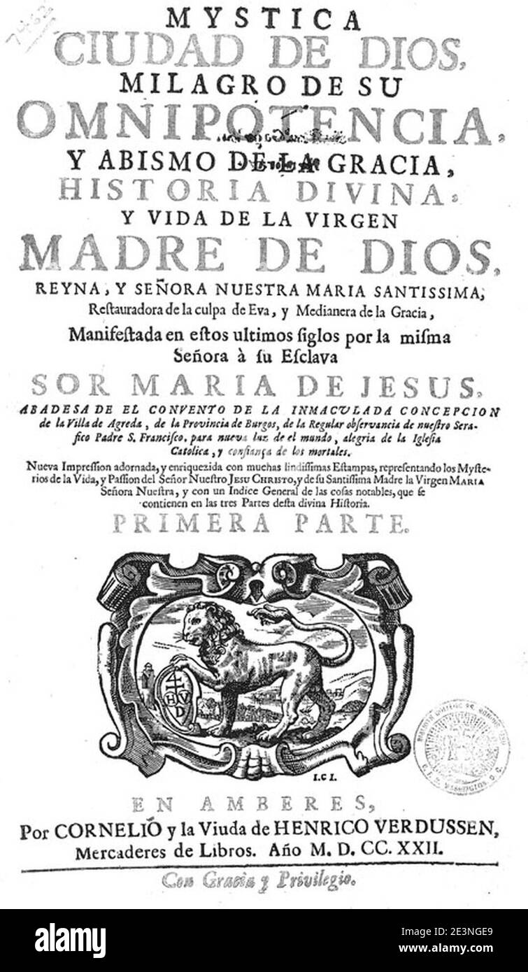 Maria de Jesus de Agreda - frontispiece Stock Photo - Alamy