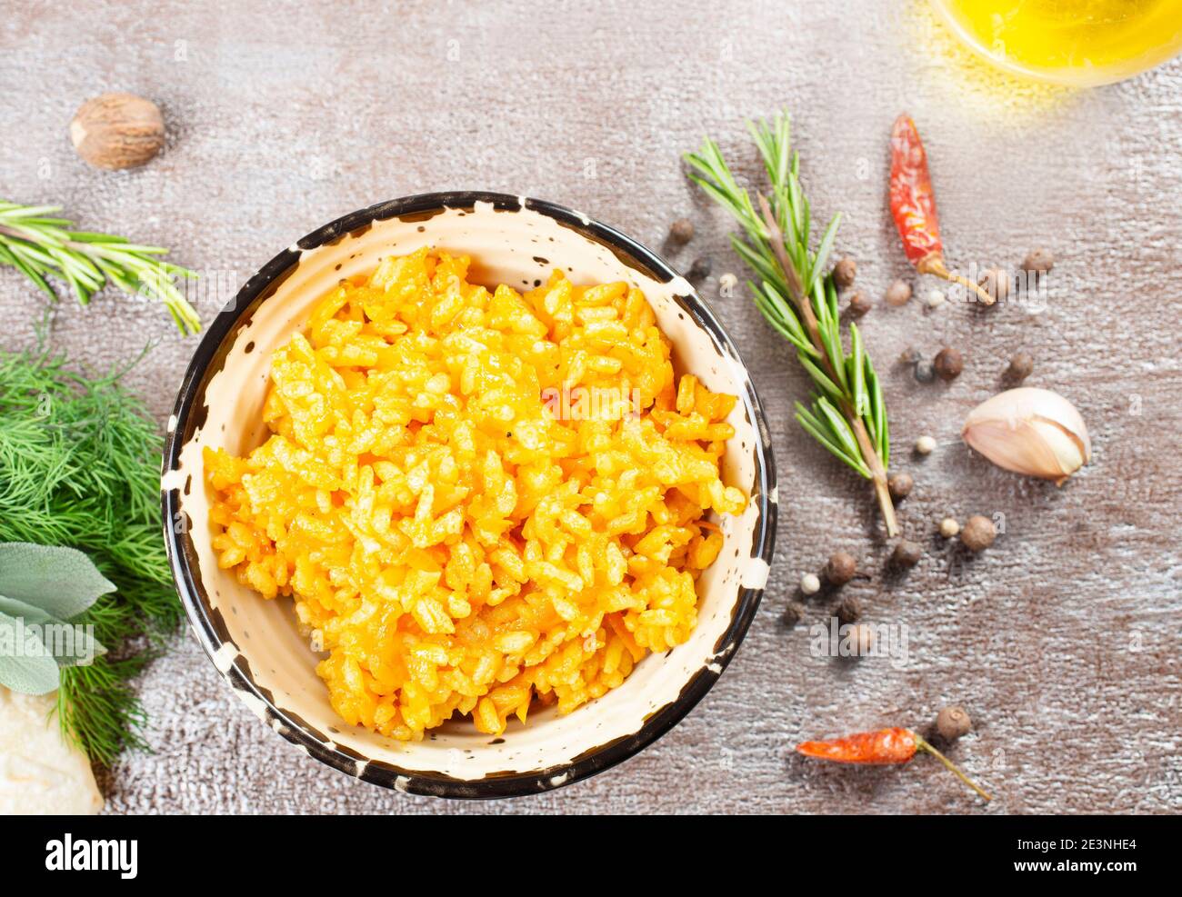 Indian cuisine - mixed rice dish made with Indian spices, curry Stock ...