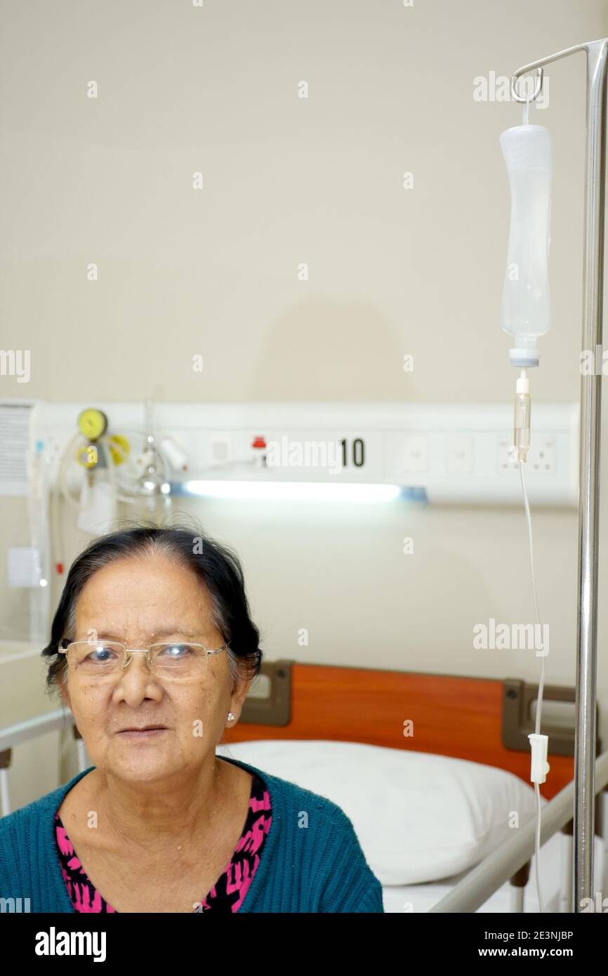 portrait of asian ethnic old patient in hospital ward Stock Photo - Alamy