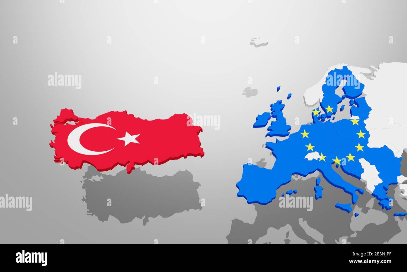 3d render of an flag of Germany and Turkey, as an 3d model, shown as a ...