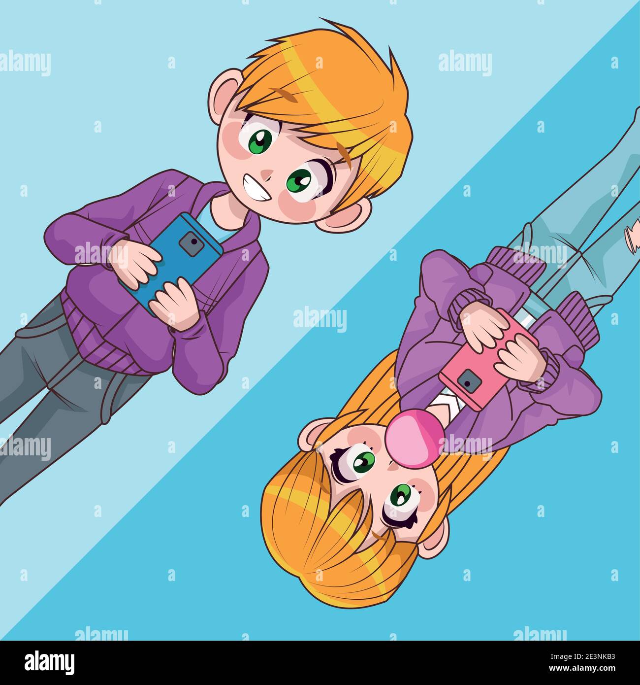 Girls With Smartphones Stock Vector Images Alamy