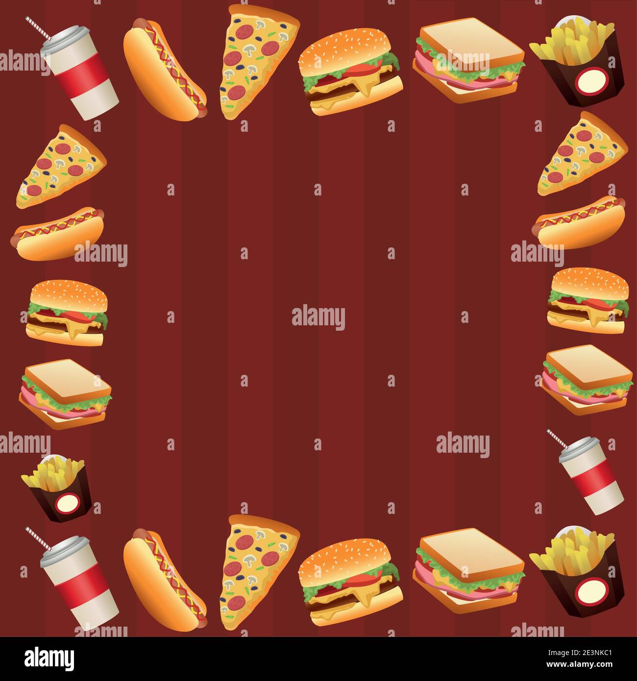 delicious fast food menu template square frame in red background vector ...