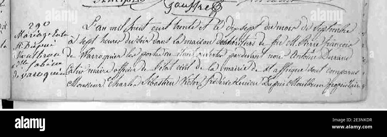 Mariage Frédéric Dupuy Montbrun 1830 Stock Photo - Alamy