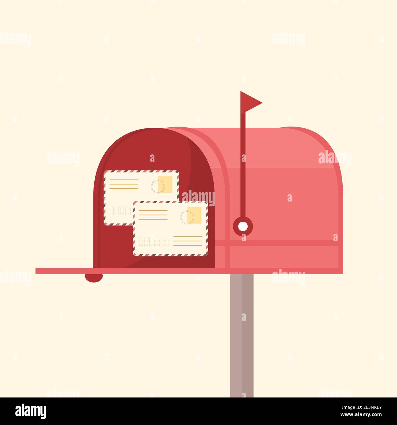 Mailbox with flag and letters. Mail delivery concept. Vector ...