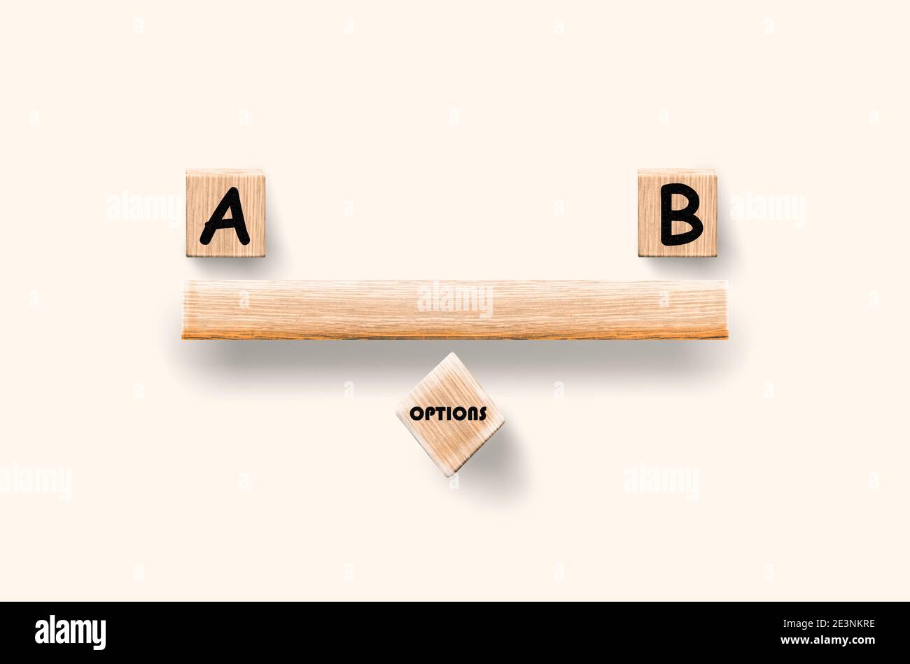 ptions A and B. Creative balance concept made by wood blocks, isolated ...