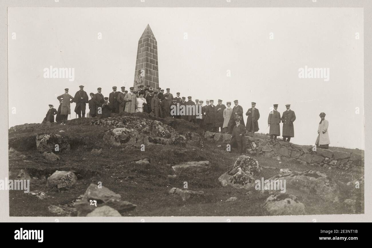 Vintage c.1900 photograph: obelisk, Thorshavn, Faroe Islands. A basalt ...