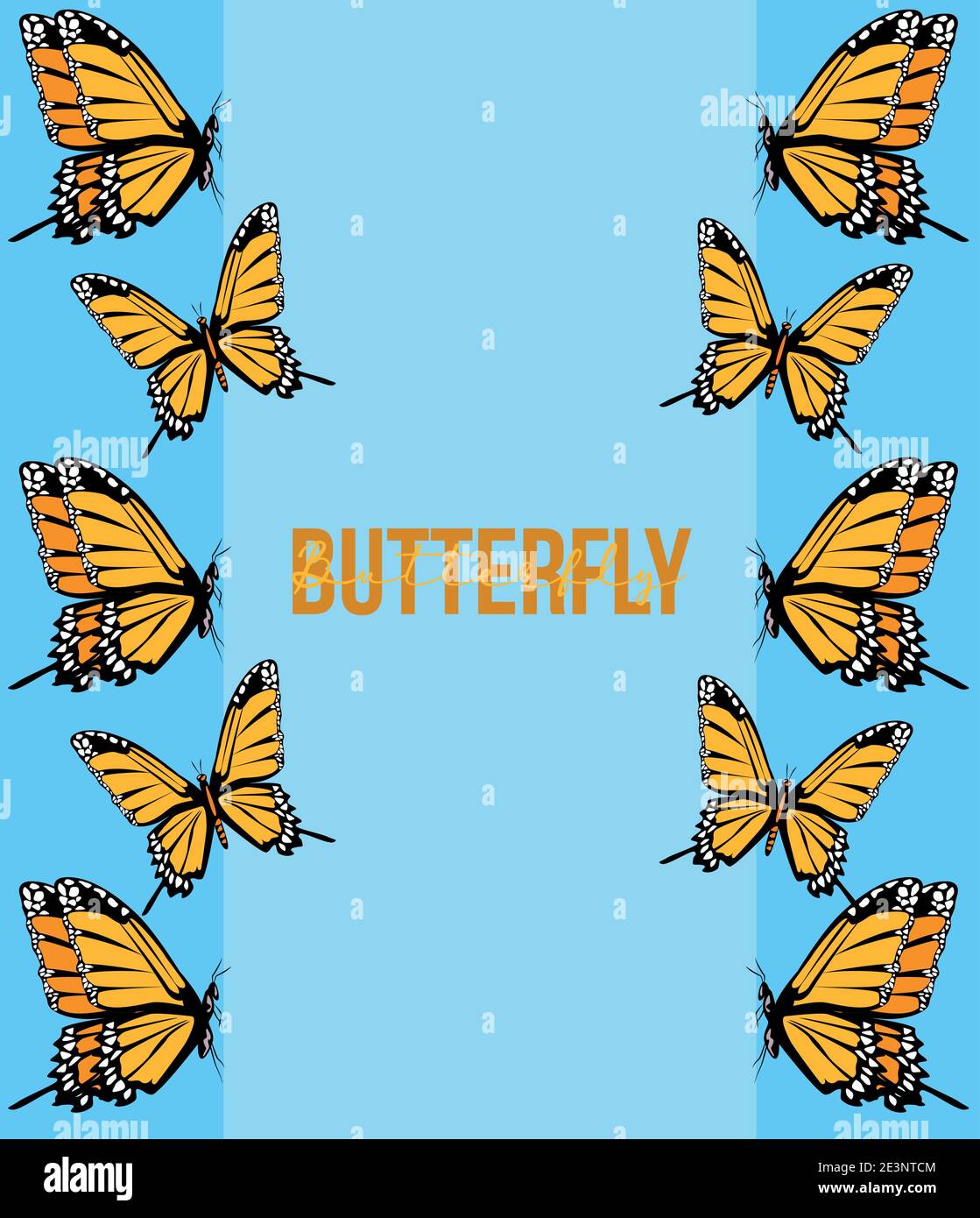yellow butterflies lettering poster in blue background vector ...