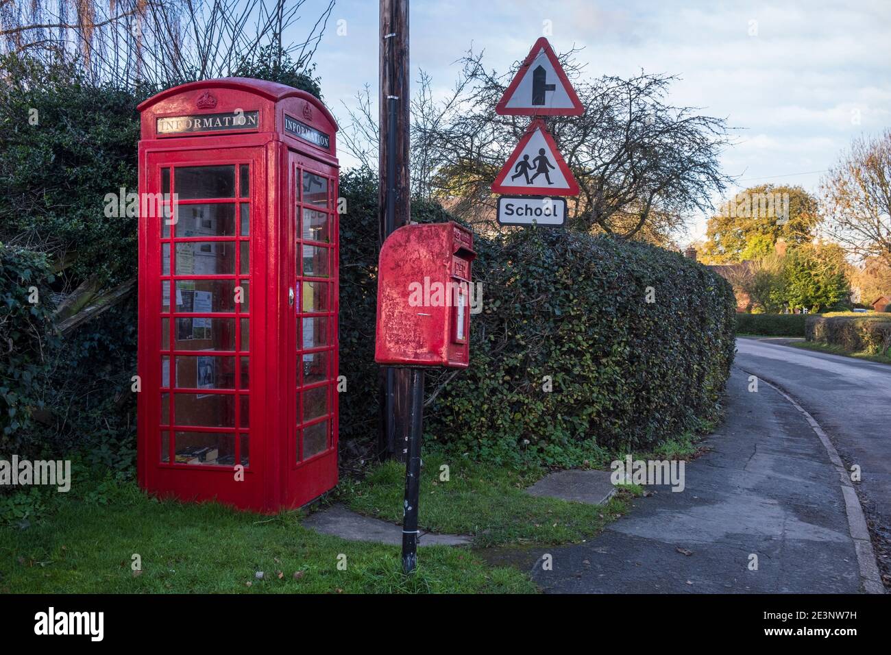 Telephone box repurposed as an information point in the village of ...