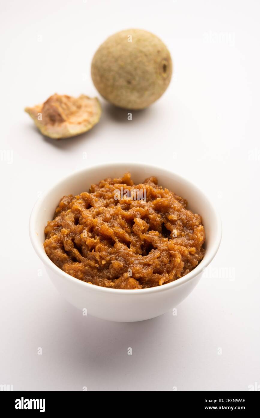 Wood Apple or Kavath chutney is a sour and sweet side dish recipe from ...