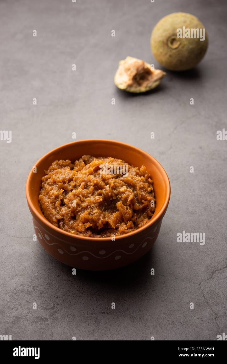 Wood Apple or Kavath chutney is a sour and sweet side dish recipe from ...