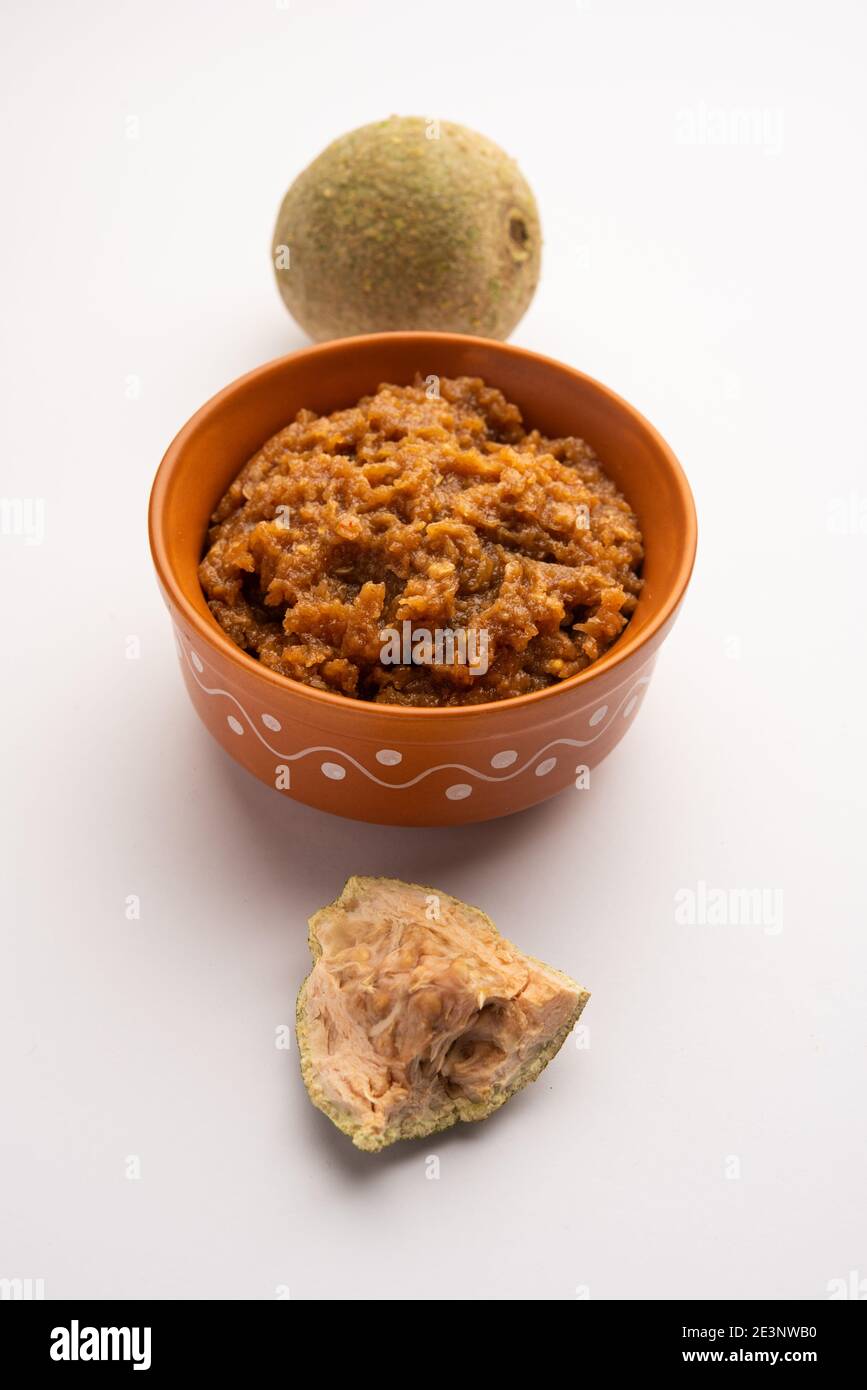 Wood Apple or Kavath chutney is a sour and sweet side dish recipe from ...