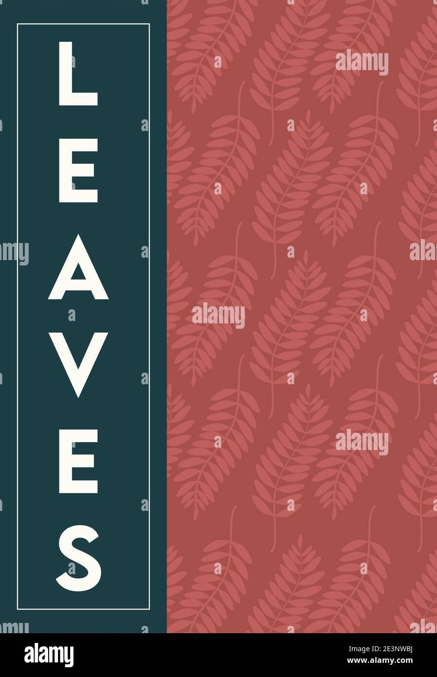 leaves lettering in poster with leaves in red background vector ...