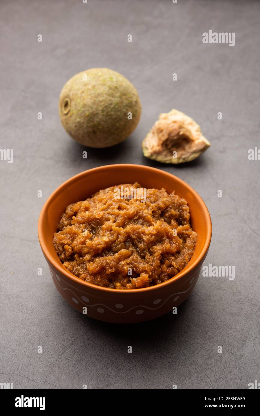 Wood Apple or Kavath chutney is a sour and sweet side dish recipe from ...