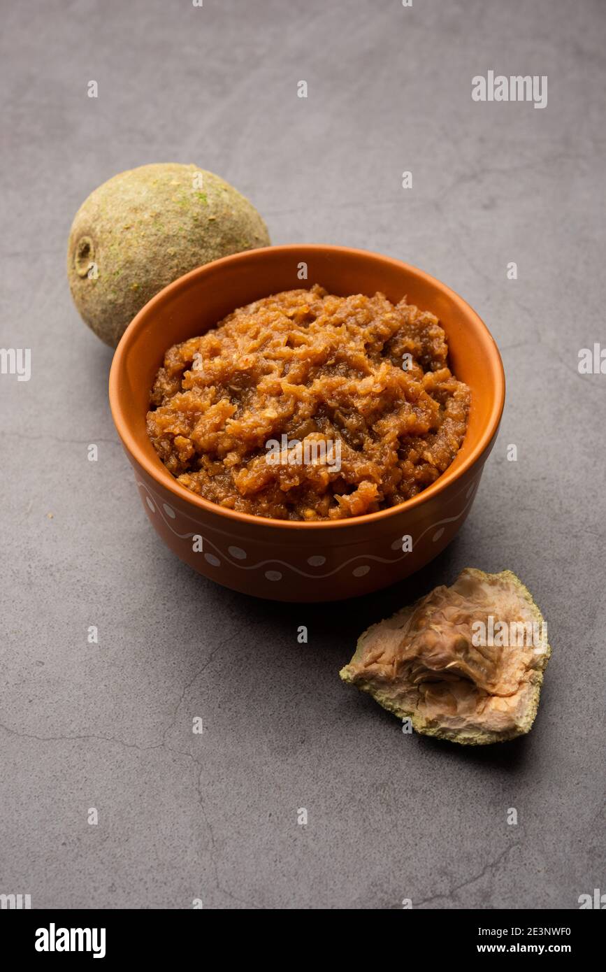 Wood Apple or Kavath chutney is a sour and sweet side dish recipe from ...