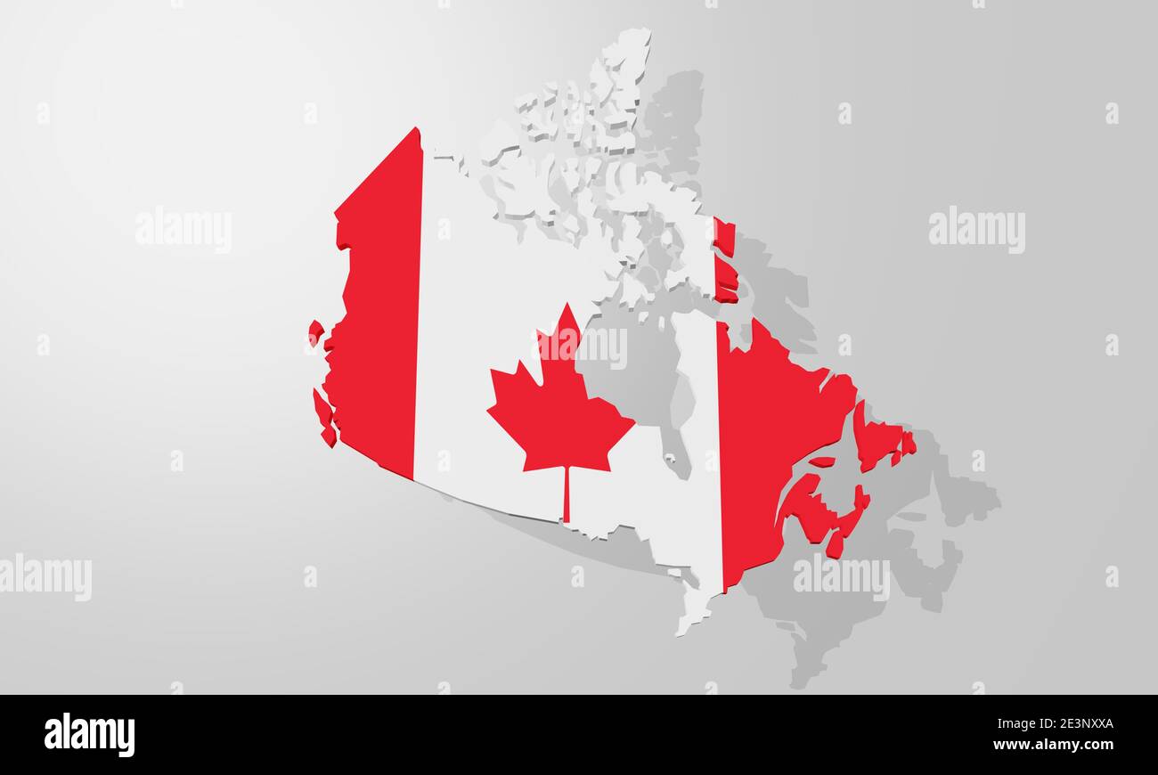 3d render of an flag of Canada, as an 3d model, shown as a contour of ...