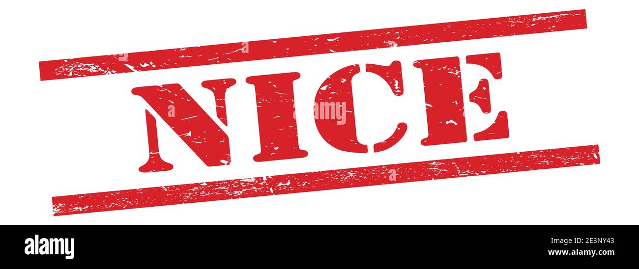 NICE text on red grungy vintage rubber stamp Stock Photo - Alamy