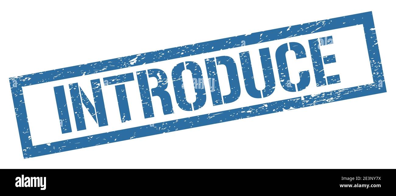 INTRODUCE blue grungy rectangle stamp sign Stock Photo - Alamy