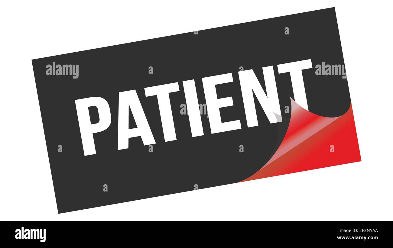 PATIENT text written on black red sticker stamp Stock Photo - Alamy