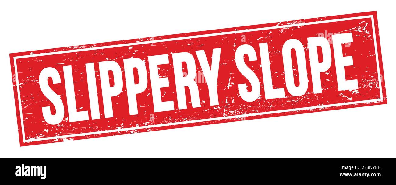 SLIPPERY SLOPE text on red grungy rectangle stamp sign Stock Photo - Alamy