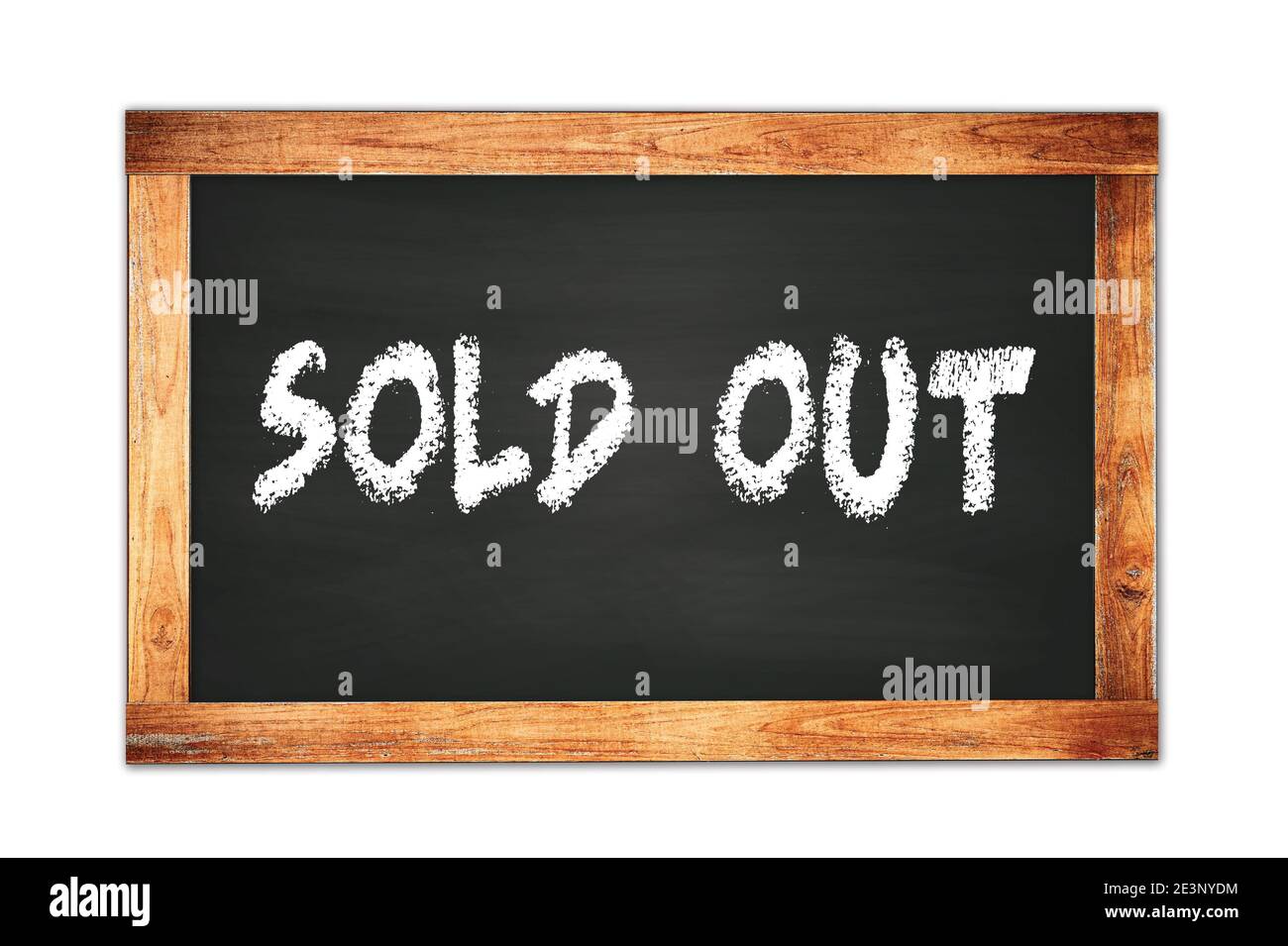 SOLD OUT text written on black wooden frame school blackboard Stock ...