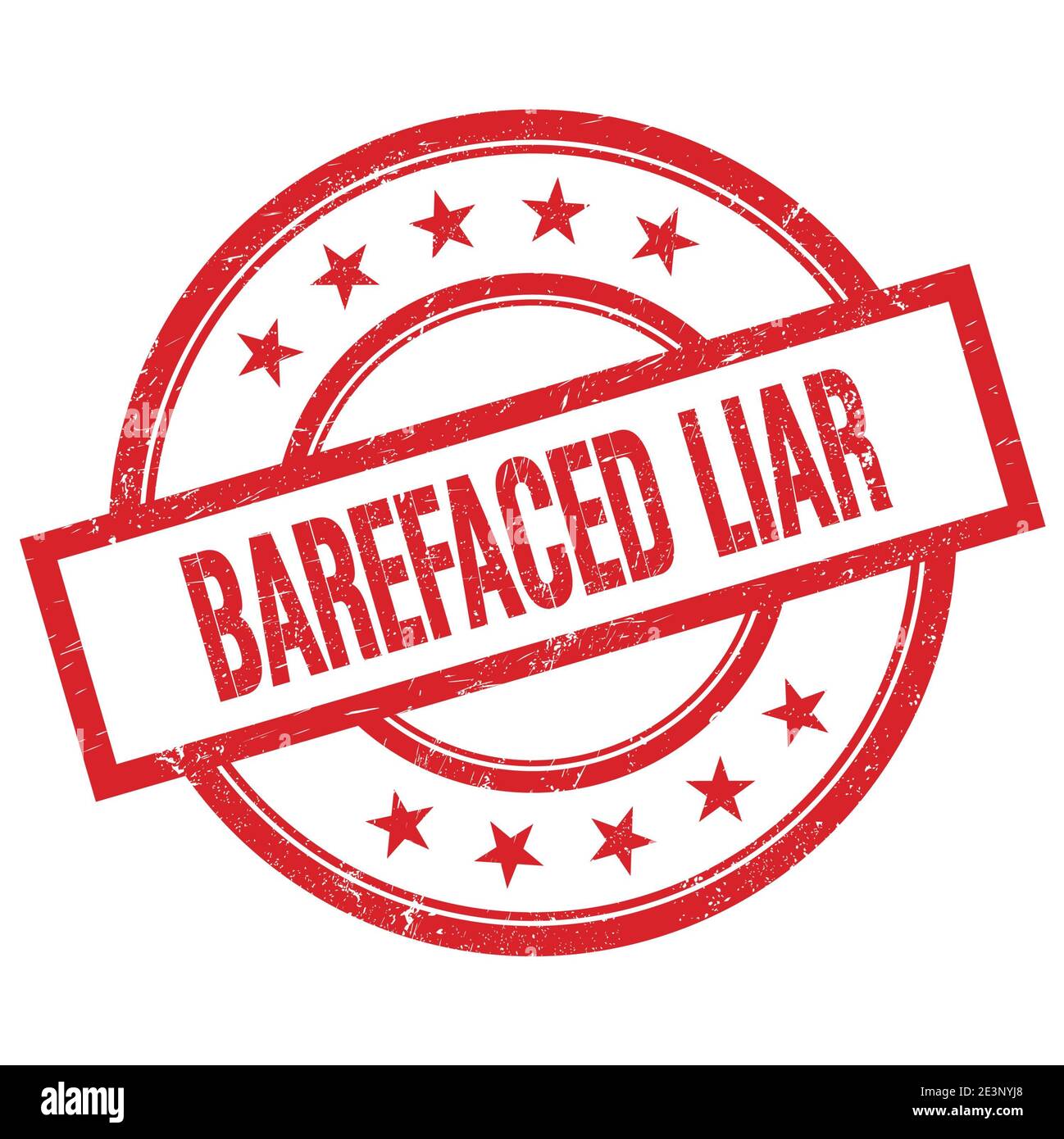 BAREFACED LIAR text written on red round vintage rubber stamp Stock ...
