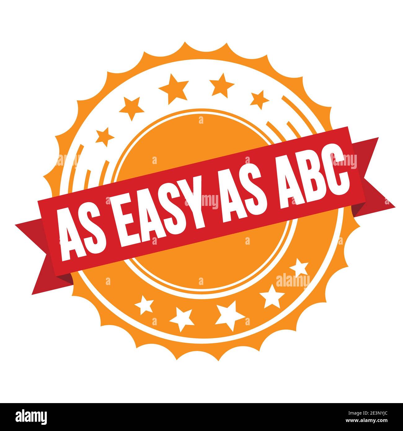 AS EASY AS ABC text on red orange ribbon badge stamp Stock Photo - Alamy
