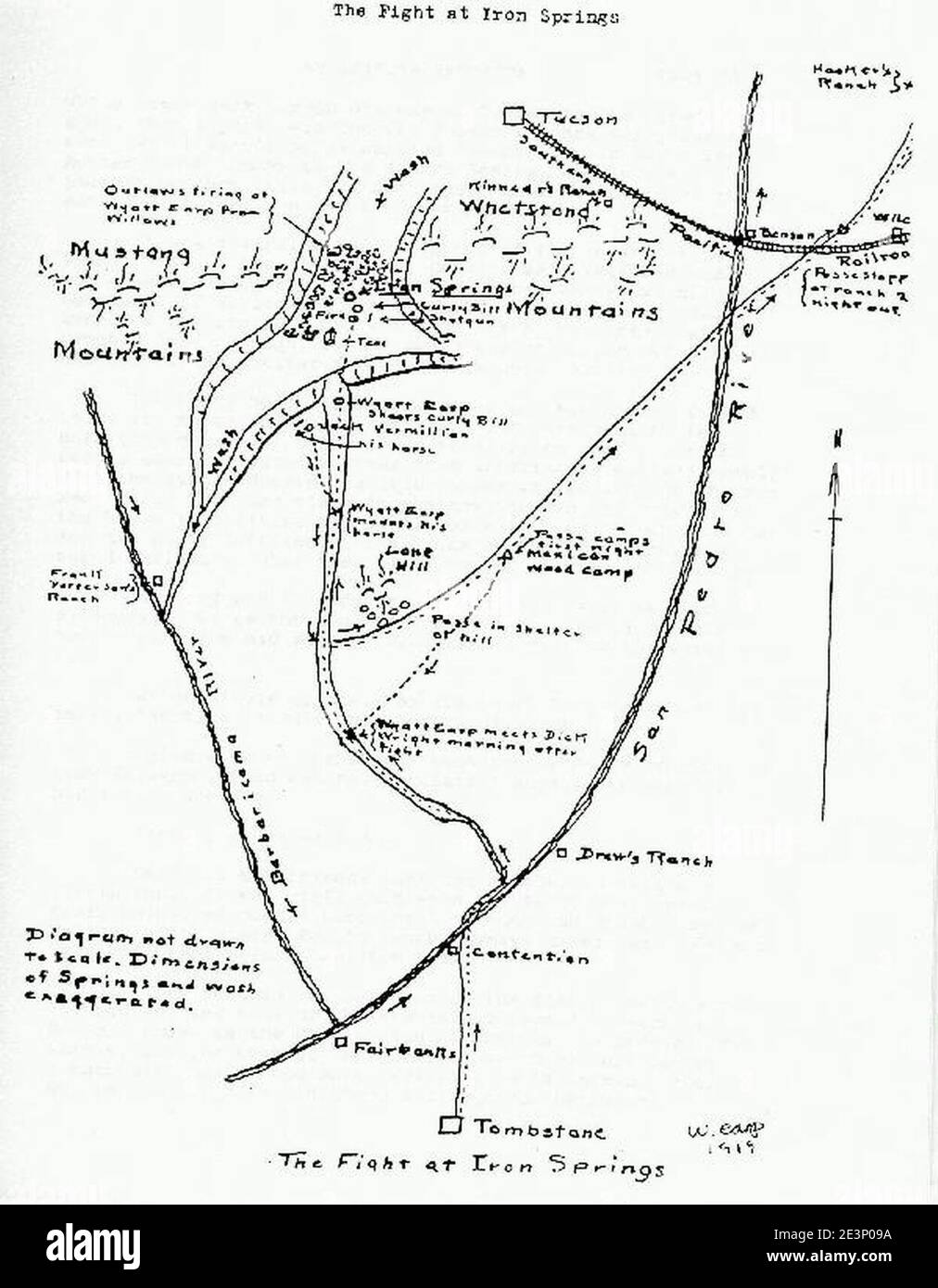 Map to Iron Springs Wyatt Earp Stock Photo - Alamy