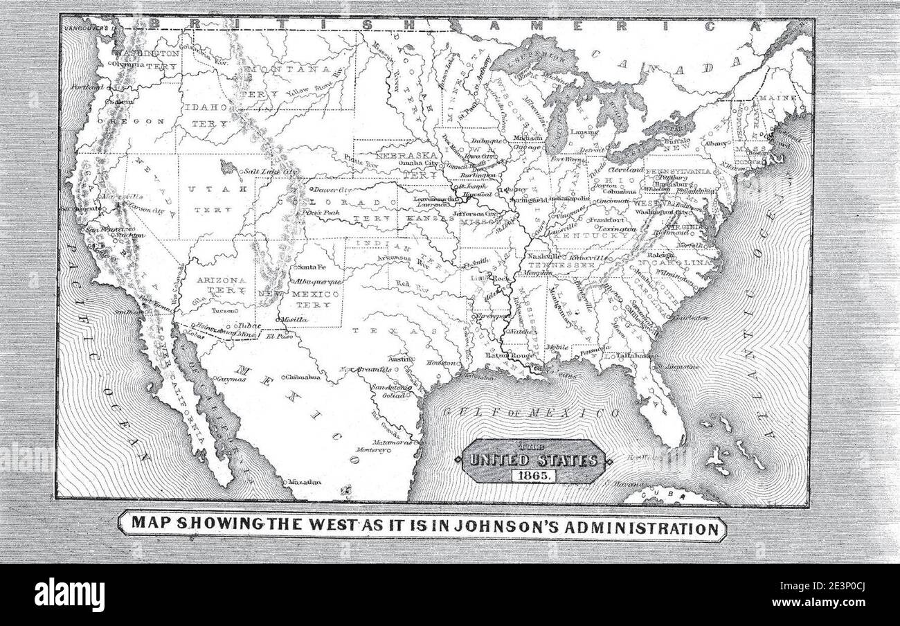 Map Showing the West as it was in Johnson's Administration Stock Photo ...