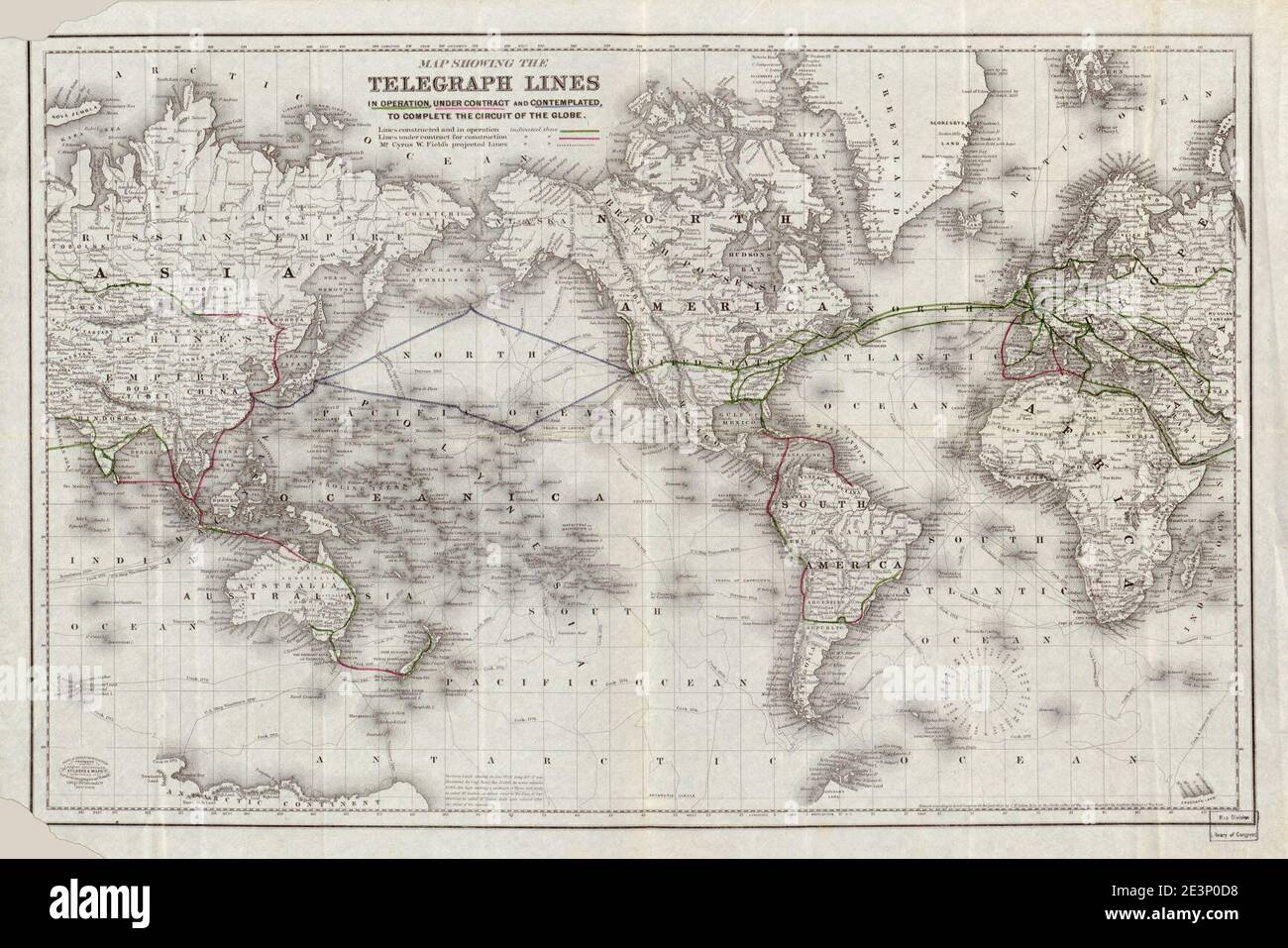 Map showing the telegraph lines in operation, under contract, and ...