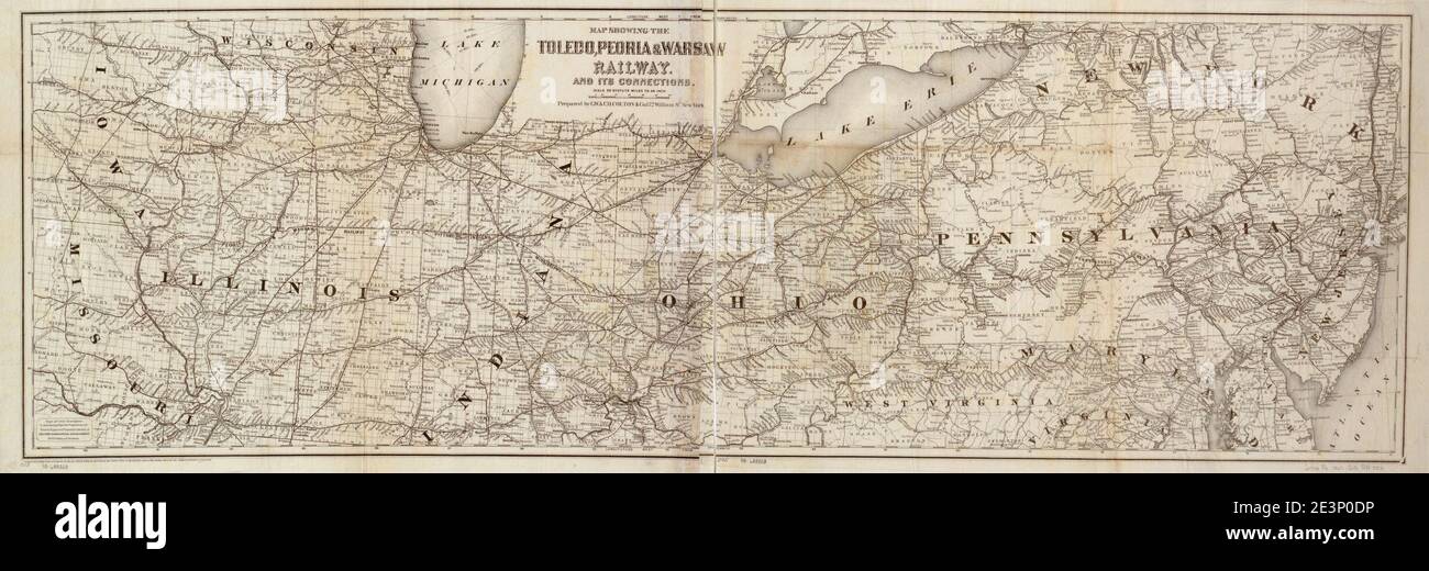 Map showing the Toledo, Peoria, & Warsaw Railway and its connections ...