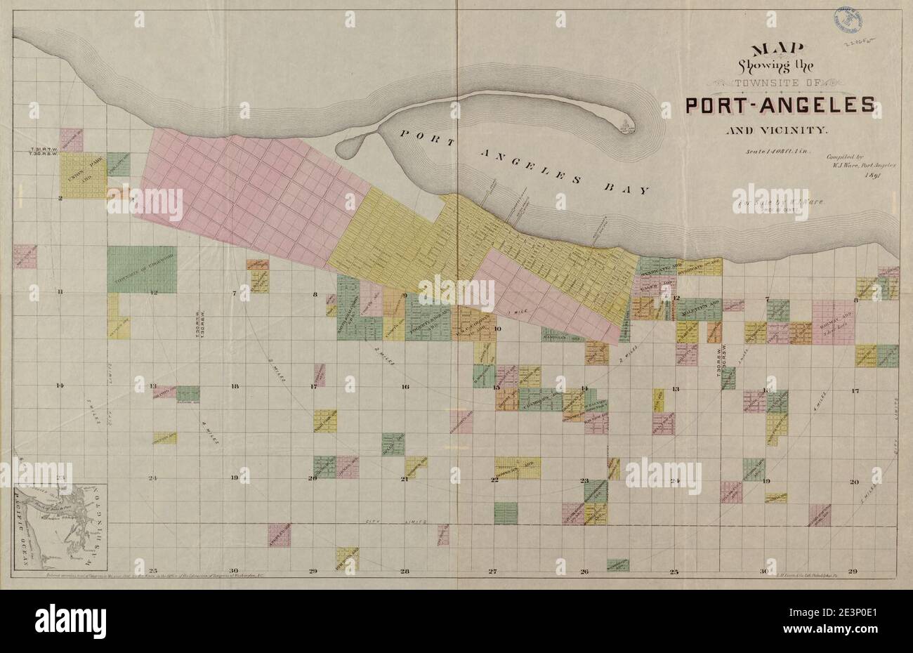 Map showing the townsite of Port-Angeles and vicinity Stock Photo - Alamy