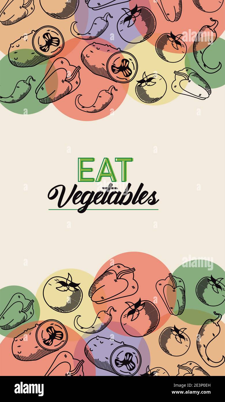 eat vegetables lettering poster vector illustration design Stock Vector ...
