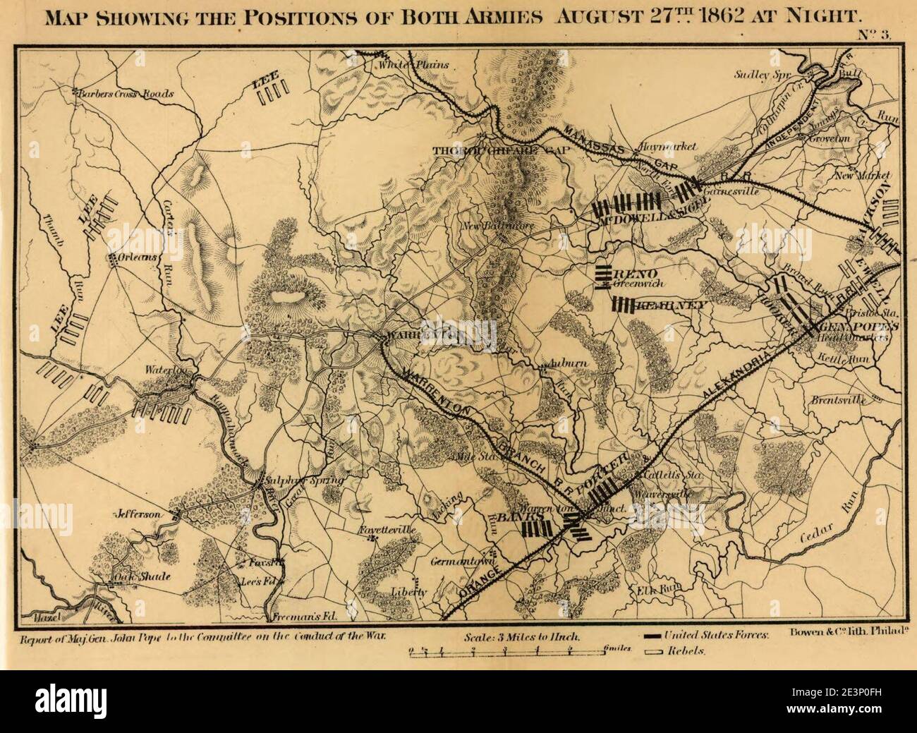 Map showing the positions of both armies August 27th, 1862 at night ...