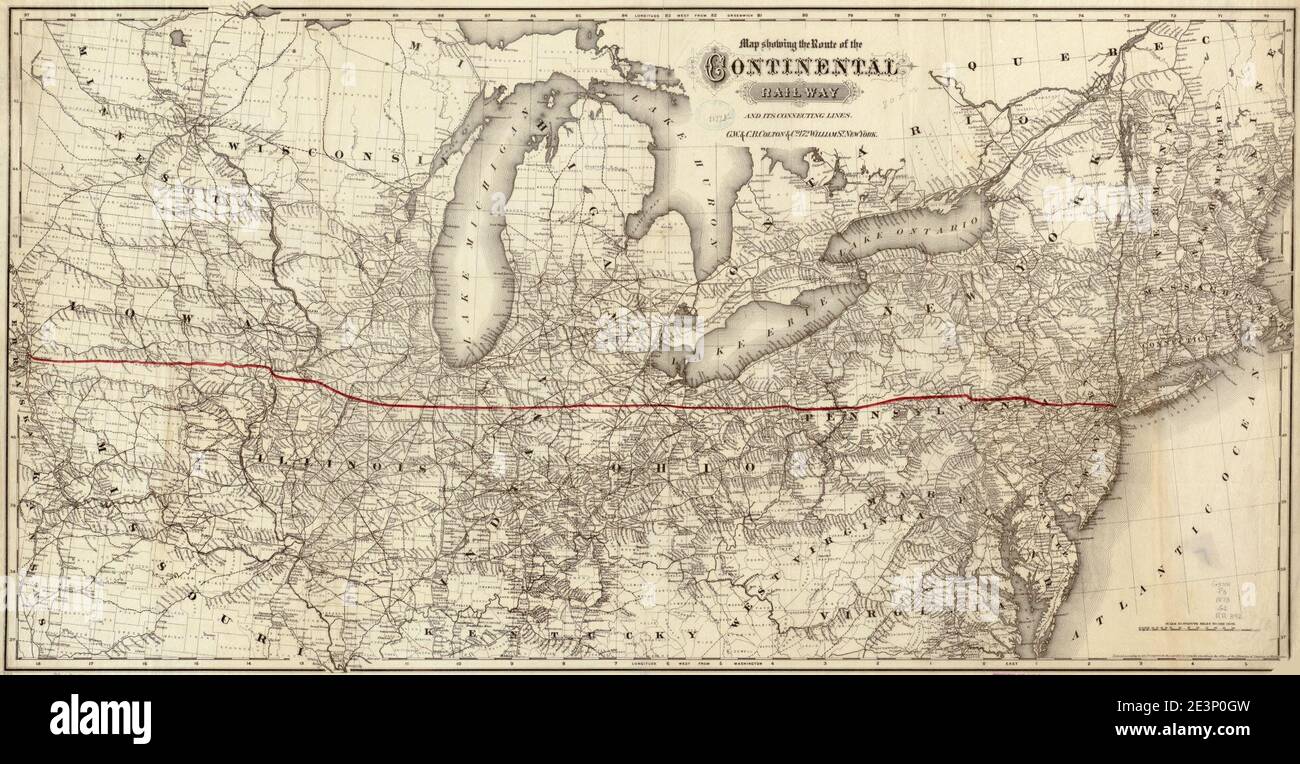Map showing the route of the Continental Railway and its connecting ...