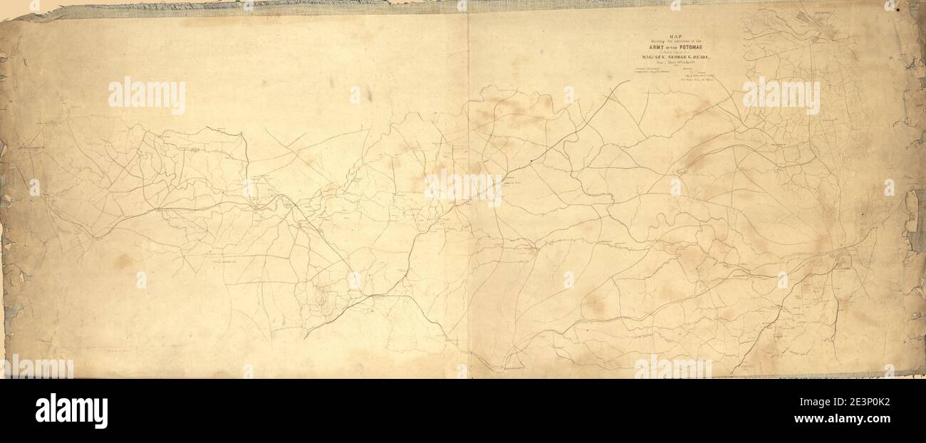 Map showing the operations of the Army of the Potomac under command of ...