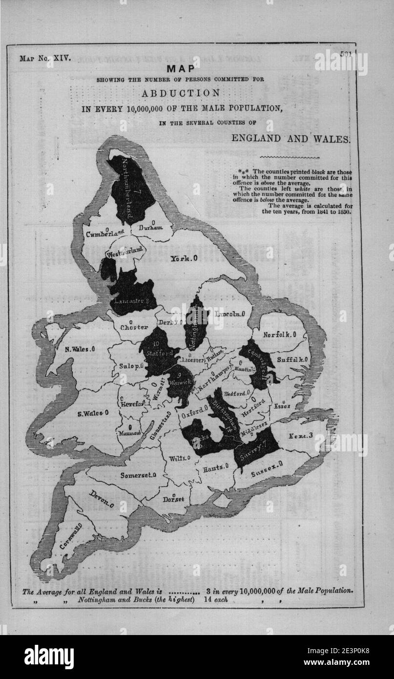 Map showing the number of persons committed for abduction Stock Photo ...